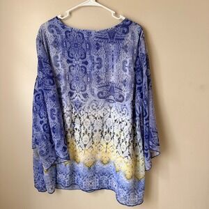 JM Collection Woman | Tops | Jm Collection Woman Blue Paisley Layered ...